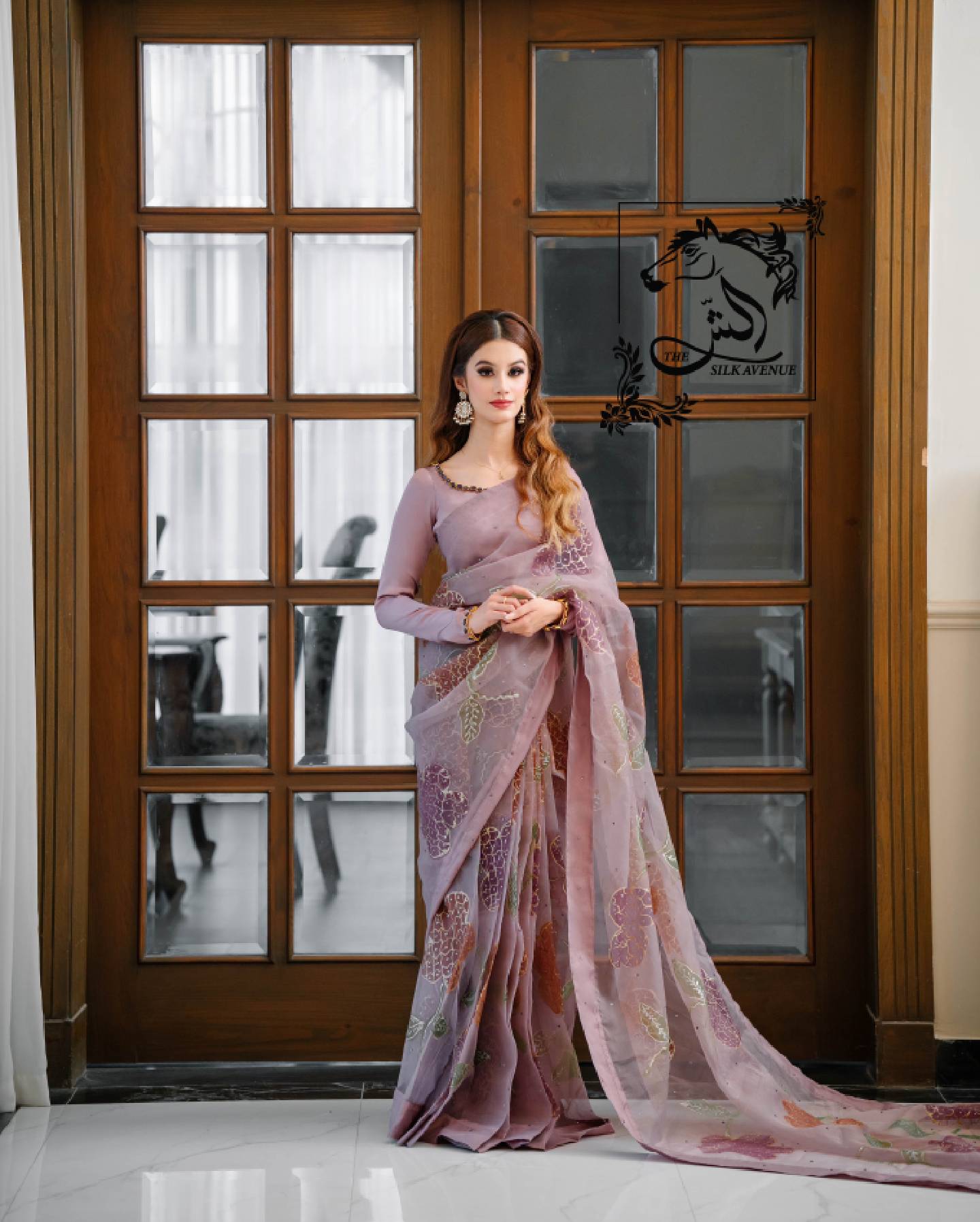 Lilac Muse Organza Sarree - The silk avenue official