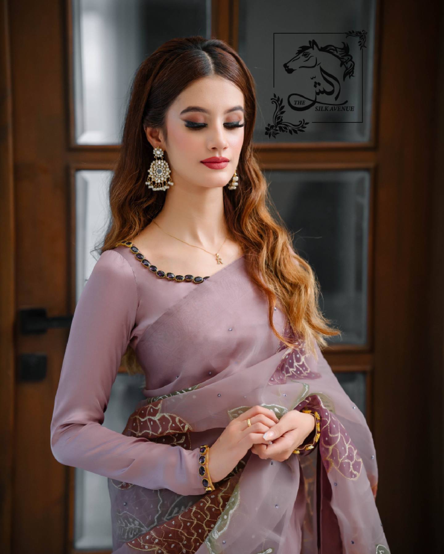 Lilac Muse Organza Sarree - The silk avenue official