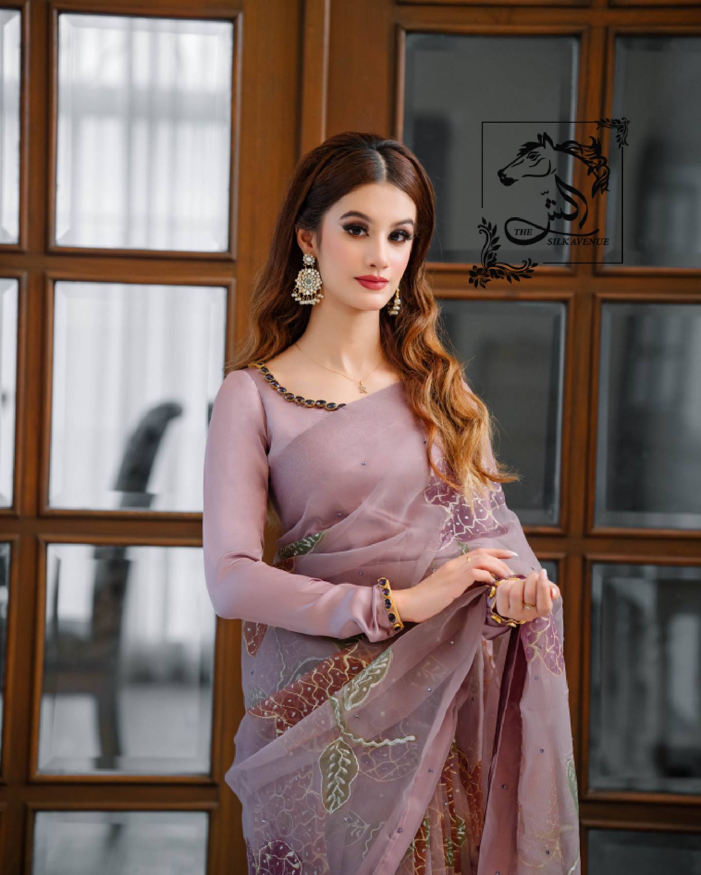 Lilac Muse Organza Sarree - The silk avenue official